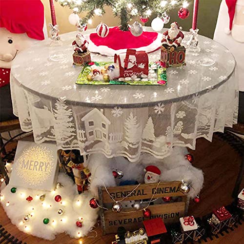 Pleaseedo ππππ πππ
π Christmas Lace Tablecloth, Round Lace Tablecloth for Round Table 70 Inch, White Snowflake Christmas Lace Table Cover, Round Tablecloths for Holiday Party Decoration
