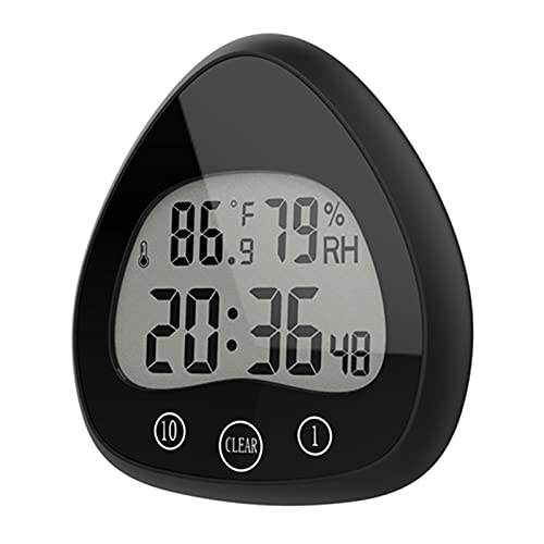 ZEITHALTER Shower Timer Kitchen Clock with Alarm, Waterproof for Water Splashes, Visual Countdown Timer, Time Management Tool, Indoor Temperature Humidity, Suction Cup, Hole Stand