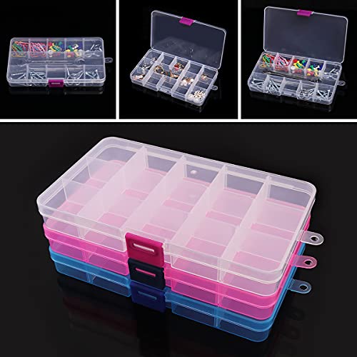 OriGlam 1pcs 17x10CM Plastic Organizer Storage Box with Adjustable Dividers, Jewelry Storage Container Box for Office Supplies Beads Crafts Fishing Tackles (Pink)