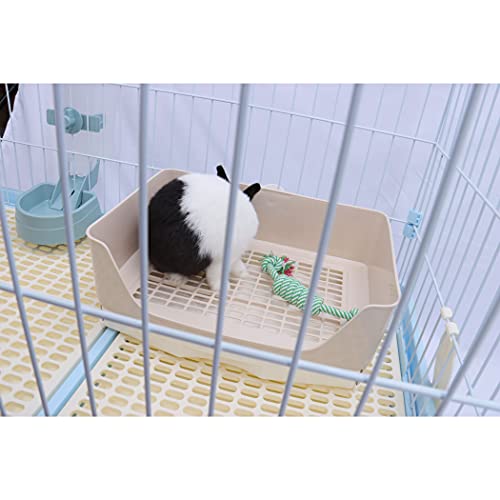 RUBYHOME Oversize Rabbit Litter Box with Drawer, Corner Toilet Box with Grate Potty Trainer, Bigger Pet Pan for Adult Guinea Pigs, Chinchilla, Ferret, Galesaur, Small Animals, 16.9 inch Long (White)