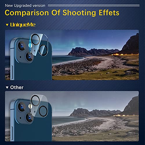 UniqueMe [3 Pack] for iPhone 13 / iPhone 13 Mini Camera Lens Protector, Tempered Glass [Case Friendly][New Version][Scratch-Resistant][Easy Installation] - Black Circle