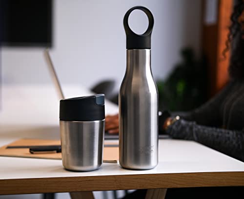 Joseph Joseph Refill Reuse Repeat 2-piece Travel Mug & Bottle Set, Stainless Steel, reusable coffee cup and insulated thermal bottle