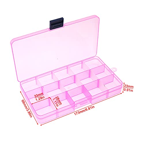 OriGlam 1pcs 17x10CM Plastic Organizer Storage Box with Adjustable Dividers, Jewelry Storage Container Box for Office Supplies Beads Crafts Fishing Tackles (Pink)