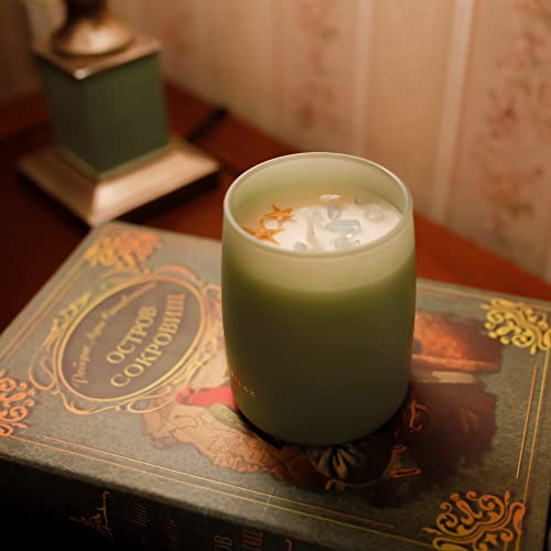 Ocean Breeze Scented Candle with Crystal Inside, Healing Aquamarine Crystal Candle with Sea Star & Conch Decors, 10oz Soy Wax 55 Hours Long Lasting Burn, Perfect Spiritual Aromatherapy Gift | Relax