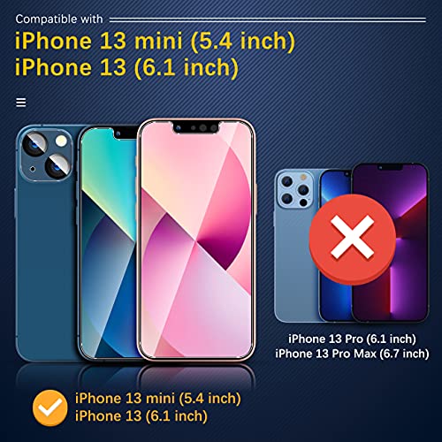 UniqueMe [3 Pack] for iPhone 13 / iPhone 13 Mini Camera Lens Protector, Tempered Glass [Case Friendly][New Version][Scratch-Resistant][Easy Installation] - Black Circle