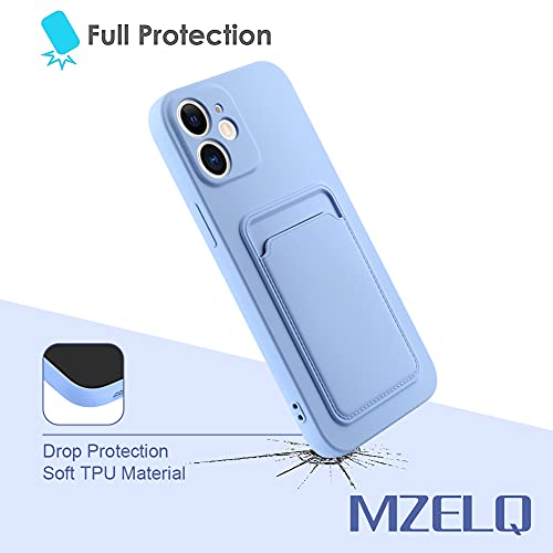 MZELQ Wallet Case for iPhone 12 (6.1 inch), Card Holder Camera Protection Cover for iPhone 12 + Screen Protector, Soft Slim Card Slot Case Compatible with iPhone 12 Phone Case -Purple