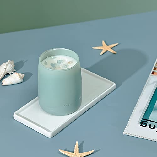 Ocean Breeze Scented Candle with Crystal Inside, Healing Aquamarine Crystal Candle with Sea Star & Conch Decors, 10oz Soy Wax 55 Hours Long Lasting Burn, Perfect Spiritual Aromatherapy Gift | Relax