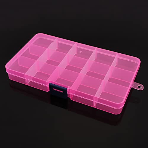 OriGlam 1pcs 17x10CM Plastic Organizer Storage Box with Adjustable Dividers, Jewelry Storage Container Box for Office Supplies Beads Crafts Fishing Tackles (Pink)