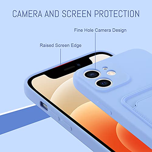 MZELQ Wallet Case for iPhone 12 (6.1 inch), Card Holder Camera Protection Cover for iPhone 12 + Screen Protector, Soft Slim Card Slot Case Compatible with iPhone 12 Phone Case -Purple