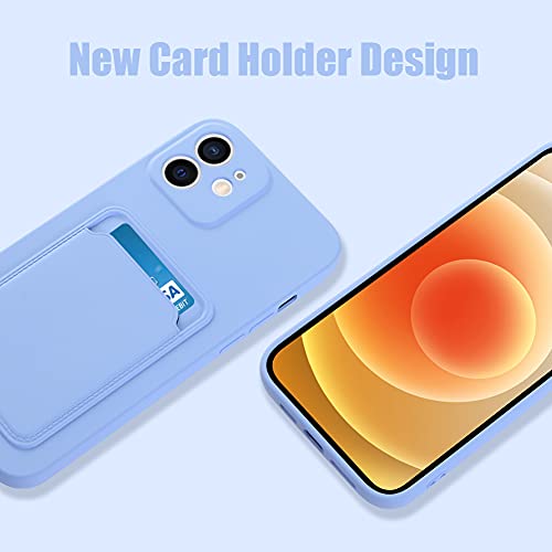 MZELQ Wallet Case for iPhone 12 (6.1 inch), Card Holder Camera Protection Cover for iPhone 12 + Screen Protector, Soft Slim Card Slot Case Compatible with iPhone 12 Phone Case -Purple