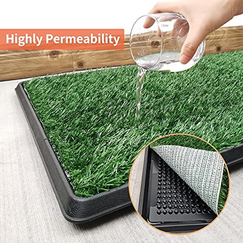 Dog Grass Pet Loo Indoor/Outdoor Portable Potty, Artificial Grass Patch Bathroom Mat and Washable Pee Pad for Puppy Training, Full System with Trays (Pet Training Tray, 20"x16")