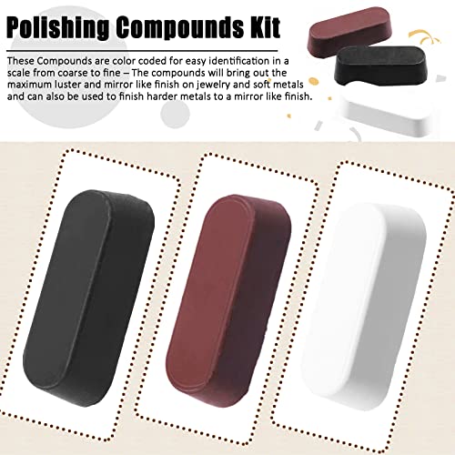 Wokape 10Pcs 100g Polishing Buffing Compound Kit, Including 1Pcs White Diamond, 2Pcs Red Rouge, 2Pcs Black Emery, 1Pcs Brown Tripoli, All Purpose 2Pcs Blue with 1Pcs General Green Compounds