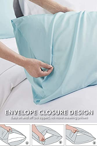 SHEETSPA Italian Finish 1000 Thread Count Hotel Quality King Size 2 Piece Pillowcases 100% Egyptian Cotton Set of 2 Pillow Cases (King 20"X40") - Solid Light Blue