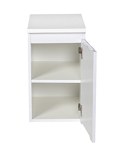 Modern Wall-Mounted Bathroom Vanity with Washbasin | Niagara White High Gloss Collection with Side Vanity Cabinet | Non-Toxic Fire-Resistant MDF-44 (32+12)-Omega Collection 24"