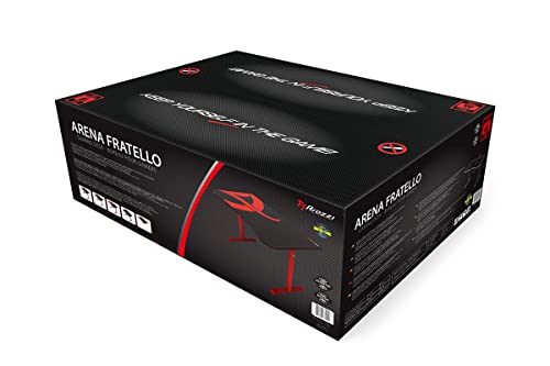 Arozzi Arena Fratello Curved Gaming and Office Desk with Full Surface Water Resistant Desk Mat Custom Monitor Mount Cable Management Cut Outs Under The Desk Cable Management Netting - Dark Grey