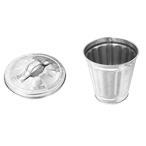 Toyvian Mini Table Trash Can Desktop Garbage Trash Can Metal Rubbish Bin with Lid Office Countertop Trash Can