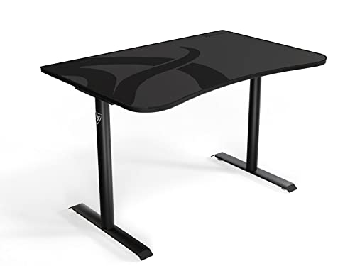 Arozzi Arena Fratello Curved Gaming and Office Desk with Full Surface Water Resistant Desk Mat Custom Monitor Mount Cable Management Cut Outs Under The Desk Cable Management Netting - Dark Grey