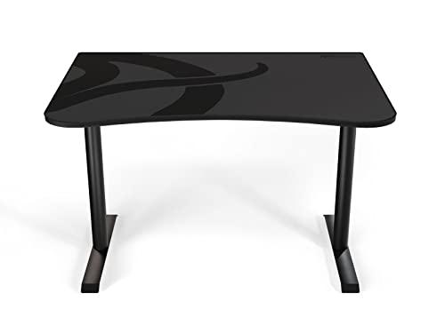Arozzi Arena Fratello Curved Gaming and Office Desk with Full Surface Water Resistant Desk Mat Custom Monitor Mount Cable Management Cut Outs Under The Desk Cable Management Netting - Dark Grey
