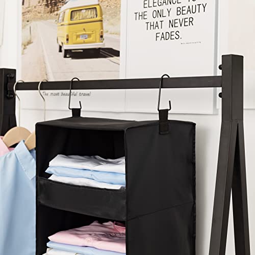 DonYeco 3-Shelf Hanging Closet Organizers and Storage, Collapsible Closet Storage Organizer, for RV Wardrobe Camp, Hanging Organizer for Shoes Toys Baby Clothes