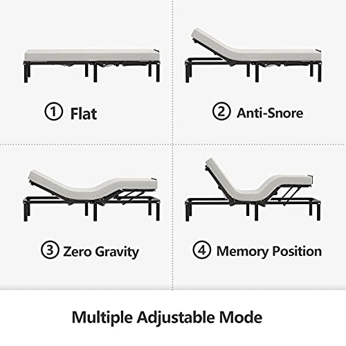 BANTI Adjustable Bed Base Frame, Motorized Head and Foot Incline,Under Bed LED RGB Light, Wireless Remote Control, Dual USB Ports and Customized Positions, Twin XL, Ergonomic, Black