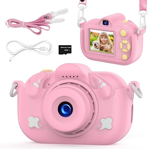 Kids Digital Camera, 1080P HD for Boys & Girls, Ages 3-9 - Mini Toy Camera with 32GB Card, Perfect for Selfies, Christmas & Birthday Gifts