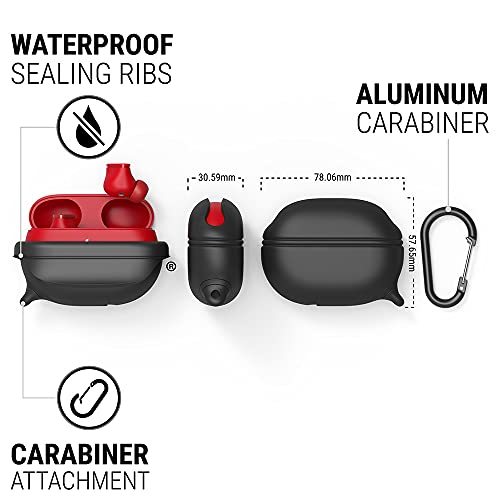 Catalyst Waterproof Protective Case for The New Beats Studio Buds, with Premium Carabiner Hook, Wireless Earphone Protective Sleeve Cover for Studio Buds Charging Box (Black)