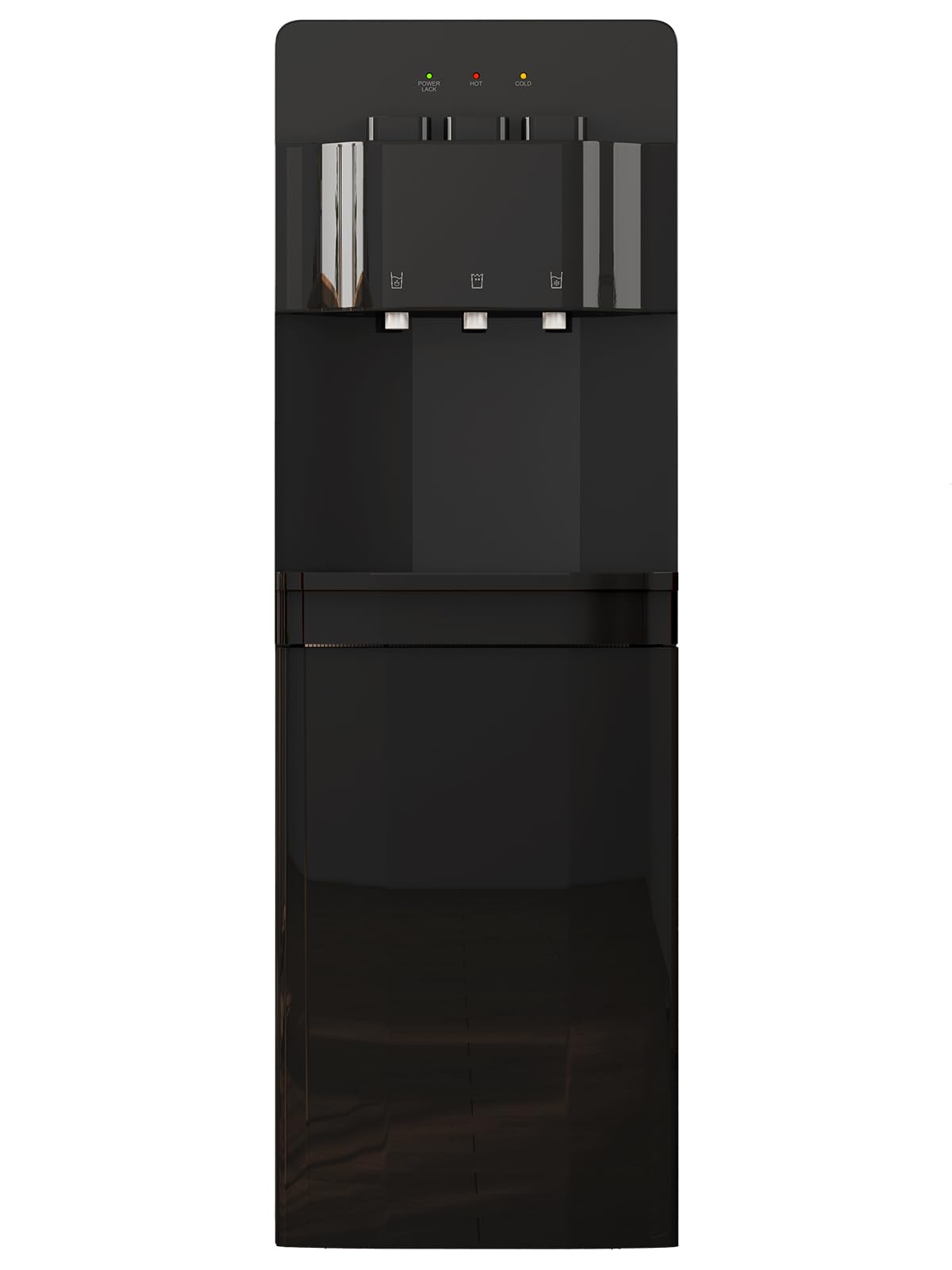 Tabu Hot & Cold Water Cooler Dispenser, Bottom Loading Holds 3 or 5 Gallon Bottle, with Anti-Scalding Design, Storage Cabinet and Child Safety Lock for Home, Office Use (Black)