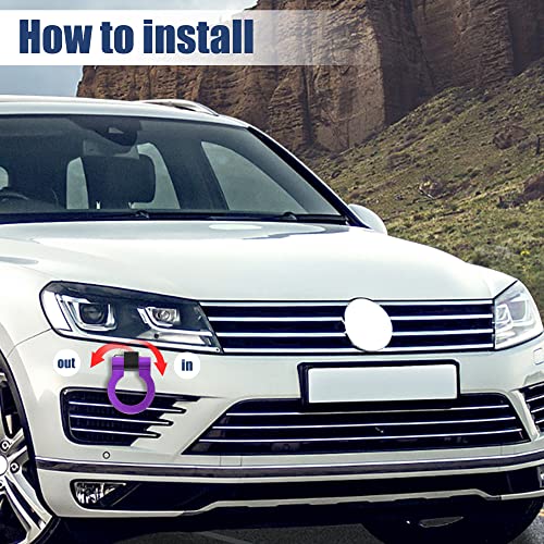 X AUTOHAUX Purple Aluminum Alloy Front Bumper Trailer Ring Eye Towing Tow Hook Screw for Volkswagen Golf GTI