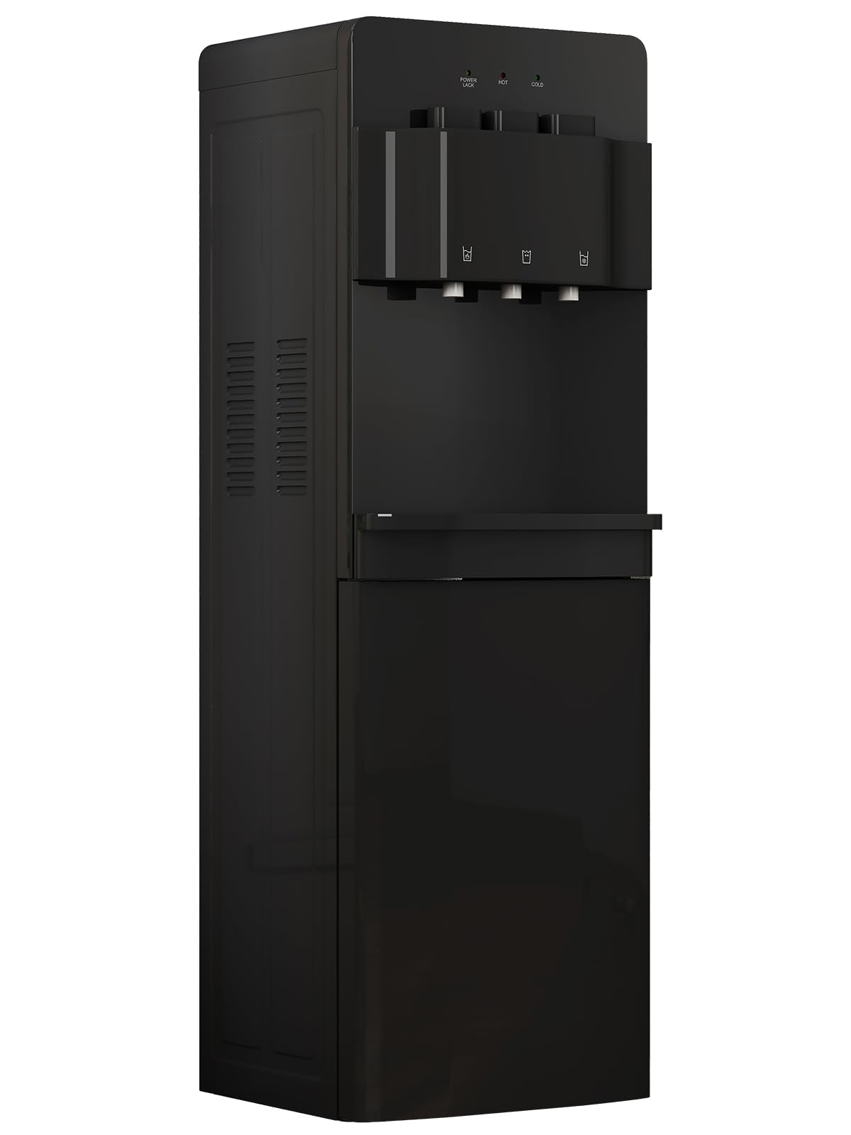 Tabu Hot & Cold Water Cooler Dispenser, Bottom Loading Holds 3 or 5 Gallon Bottle, with Anti-Scalding Design, Storage Cabinet and Child Safety Lock for Home, Office Use (Black)