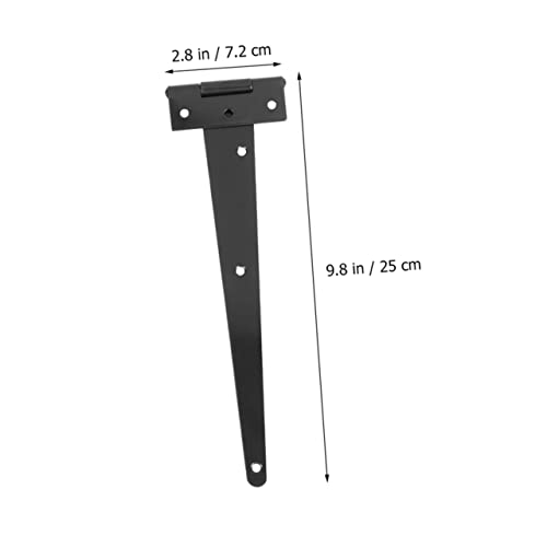 Housoutil 4pcs 10 Cabinet Hinges Black T Shape Hinges Heavy Duty Black Gate Hinges for Metal Black Gate Hinges for Wooden Fences Heavy Duty Barn Door Gate Spring Door Hinges Strap Hinges