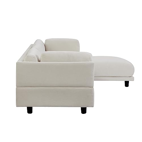 Eafurn 102.4" Reversible Sectional Sofa with Extra Wide Chaise Lounge,3-Seater L-Shape Corner Couch w/Moveable Ottoman and Arm-Pillows,Comfy Upholstery Sofa & Couches for Living Room