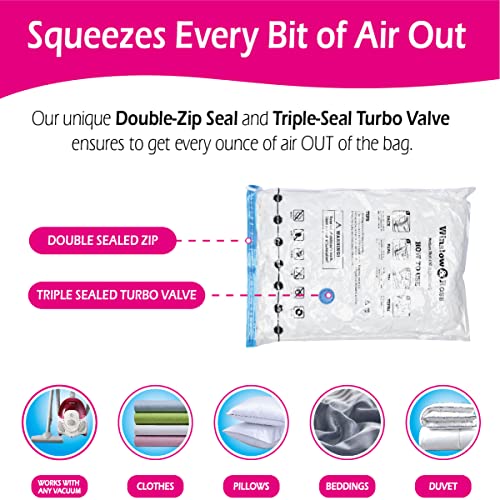 Winslow&Ross Large Space Saver Bags, Vacuum Storage Bags, Vacuum Seal Bags for Duvets Bedding Clothes Pillow Storage&Travel Use (6 Packs Large)