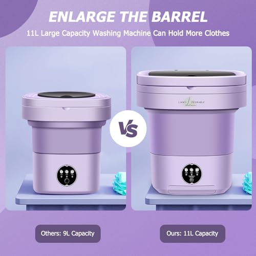 Portable Washing Machine,Small Portable Washing Machine 11L Capacity,Foldable Mini Washing Machine,3 Modes Mini Washer for Baby Clothes, Underwear Or Small Items, Apartment, Dorm, Camping, Travel P