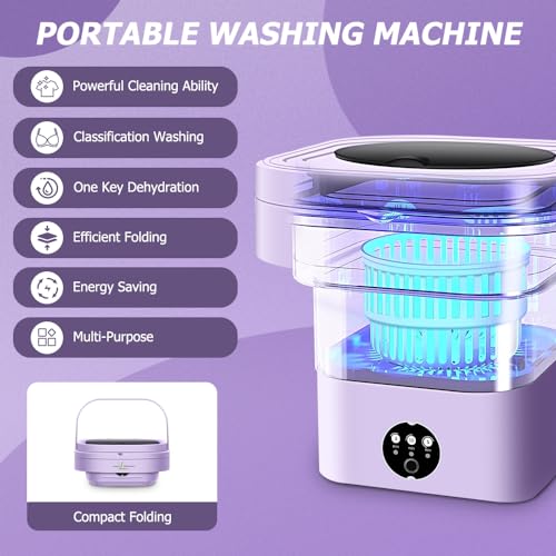 Portable Washing Machine,Small Portable Washing Machine 11L Capacity,Foldable Mini Washing Machine,3 Modes Mini Washer for Baby Clothes, Underwear Or Small Items, Apartment, Dorm, Camping, Travel P