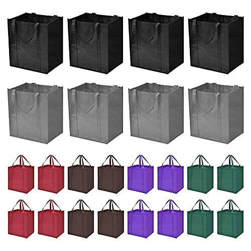 JERIA 24-Pack Reusable Grocery Bags,Large Washable Foldable Shopping Bags,Heavy Duty Tote Bags with Reinforced Handles