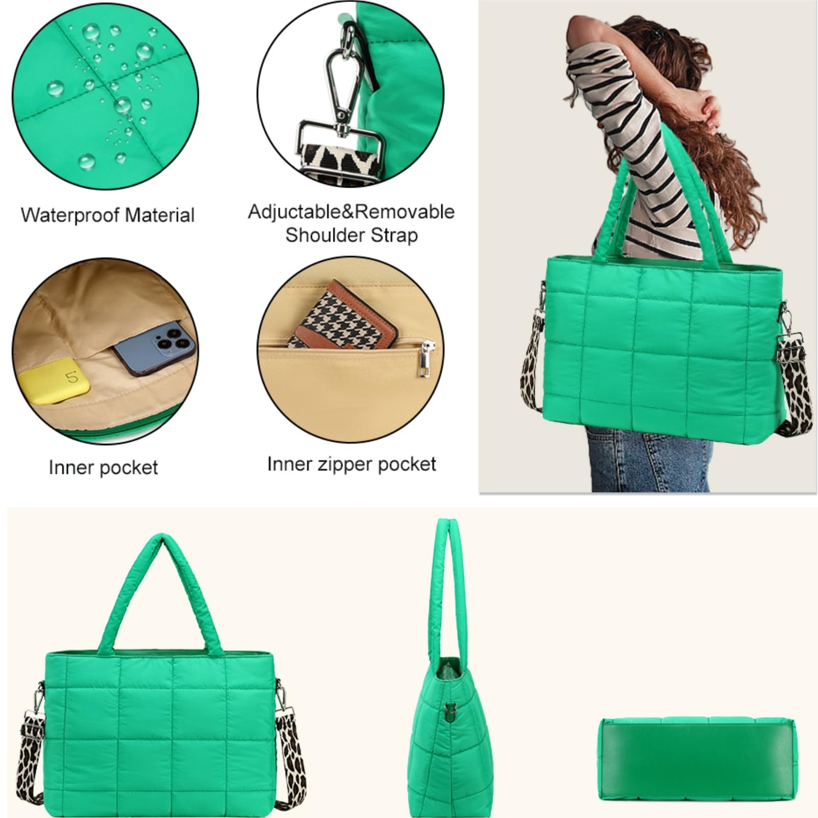 LEDAOU Women's Tote Bag with Zipper - Crossbody, Shoulder, Hobo & Messenger Bag Styles