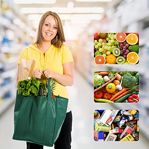 JERIA 24-Pack Reusable Grocery Bags,Large Washable Foldable Shopping Bags,Heavy Duty Tote Bags with Reinforced Handles