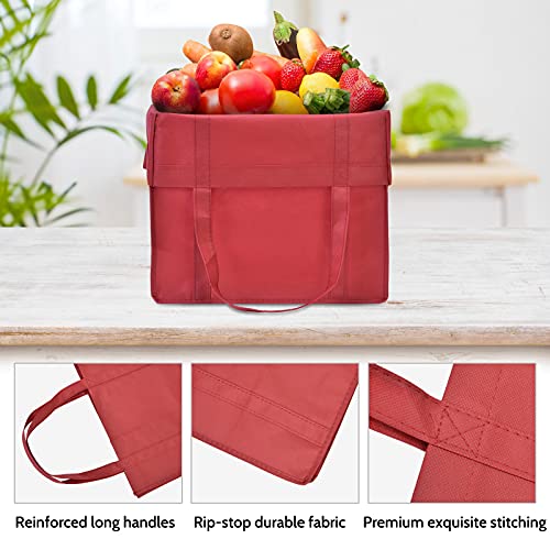 JERIA 24-Pack Reusable Grocery Bags,Large Washable Foldable Shopping Bags,Heavy Duty Tote Bags with Reinforced Handles