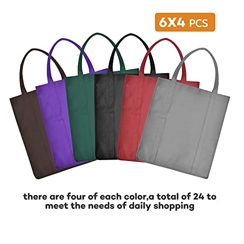 JERIA 24-Pack Reusable Grocery Bags,Large Washable Foldable Shopping Bags,Heavy Duty Tote Bags with Reinforced Handles