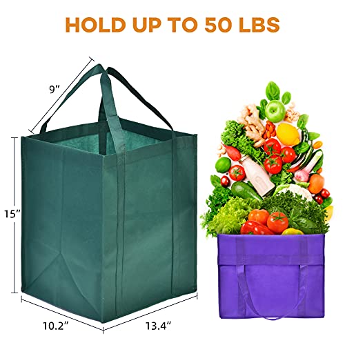 JERIA 24-Pack Reusable Grocery Bags,Large Washable Foldable Shopping Bags,Heavy Duty Tote Bags with Reinforced Handles