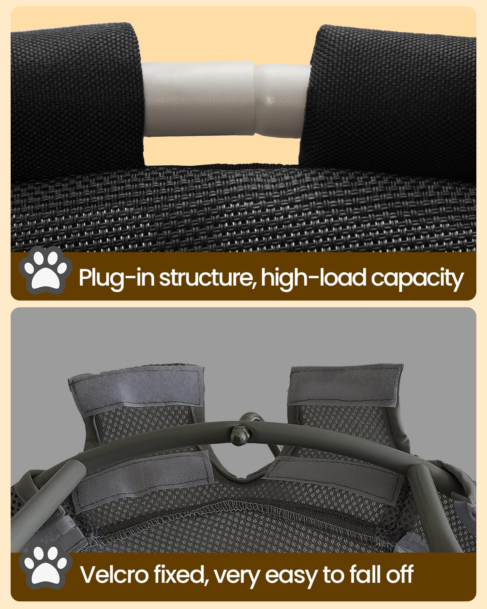 Hzuaneri Oval Raised Cat Bed, Elevated Pet Hammock, for Kitty Cat Small Dog with Pompom, Detachable and Washable, Easy Assembly Cat Cot Excellent Breathability, for Indoors & Outdoors, Black PB06701X