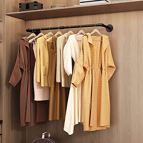 UlSpeed Clothes rack, 38.4in Wall Mounted Industrial Pipe Clothing Rack, Garment Rack Space Saver Hanging Clothes Rack, Heavy Duty Detachable Wall Racks, Multi-Purpose Hanging Rack for Closet, 1 Pack