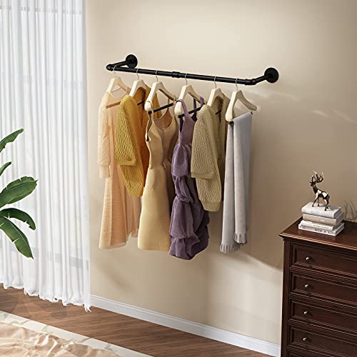 UlSpeed Clothes rack, 38.4in Wall Mounted Industrial Pipe Clothing Rack, Garment Rack Space Saver Hanging Clothes Rack, Heavy Duty Detachable Wall Racks, Multi-Purpose Hanging Rack for Closet, 1 Pack