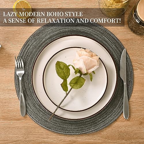 Dessert Plate Set Salad Plates - Modern Rustic Ceramic Plate Sets for 6 - Porcelain Appetizer Plates - 8" Serving Plates for Breakfast | Lunch | Dinner - Microwave and Dishwasher Safe - Vanilla White