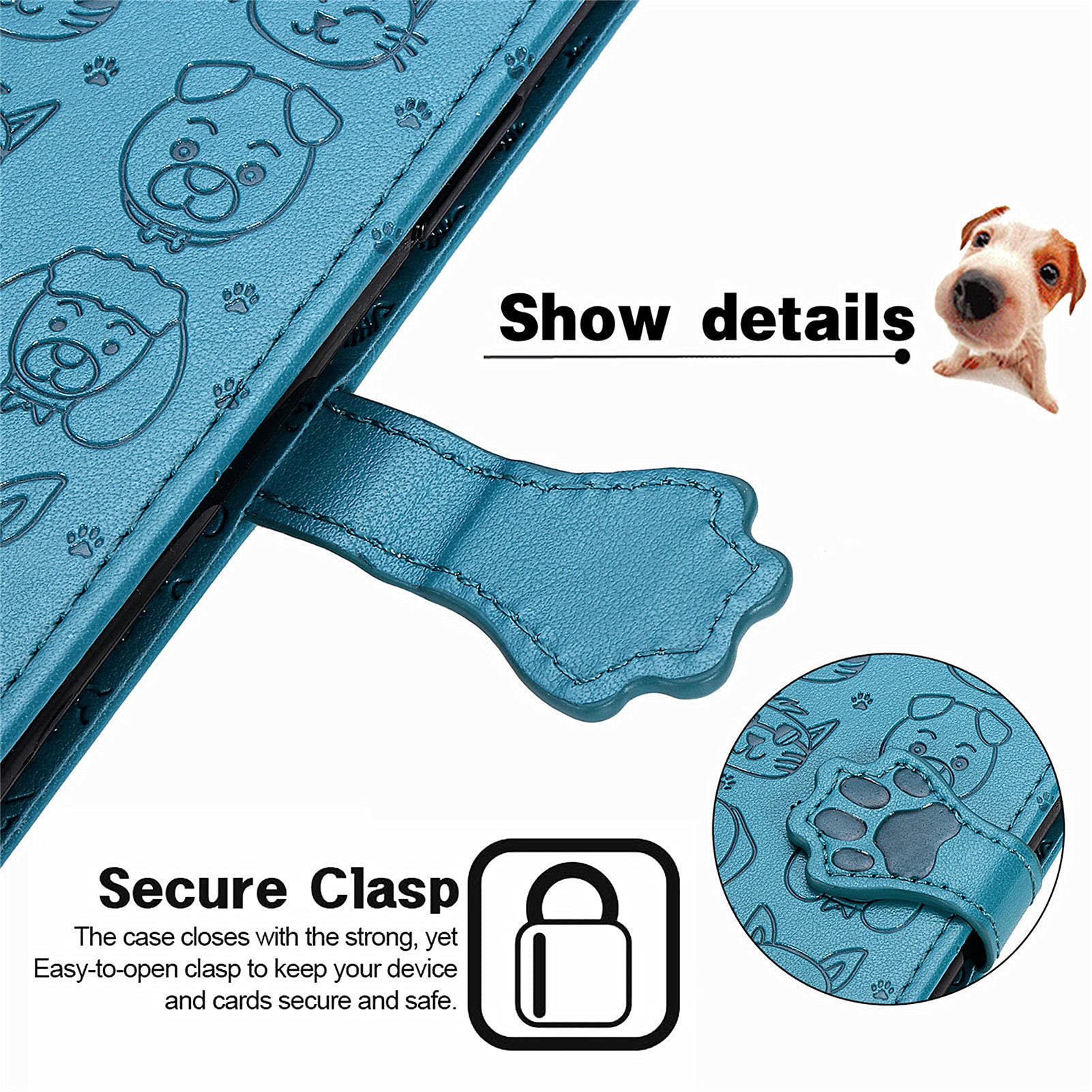 ONV Wallet Case Compatible with Samsung Galaxy S9 Plus - Adjustable Strap Animal Leather Case Folio Cover Card Holder Anti-Shock Stand Magnet Flip Case Compatible with Samsung Galaxy S9 Plus[MG] -Blue