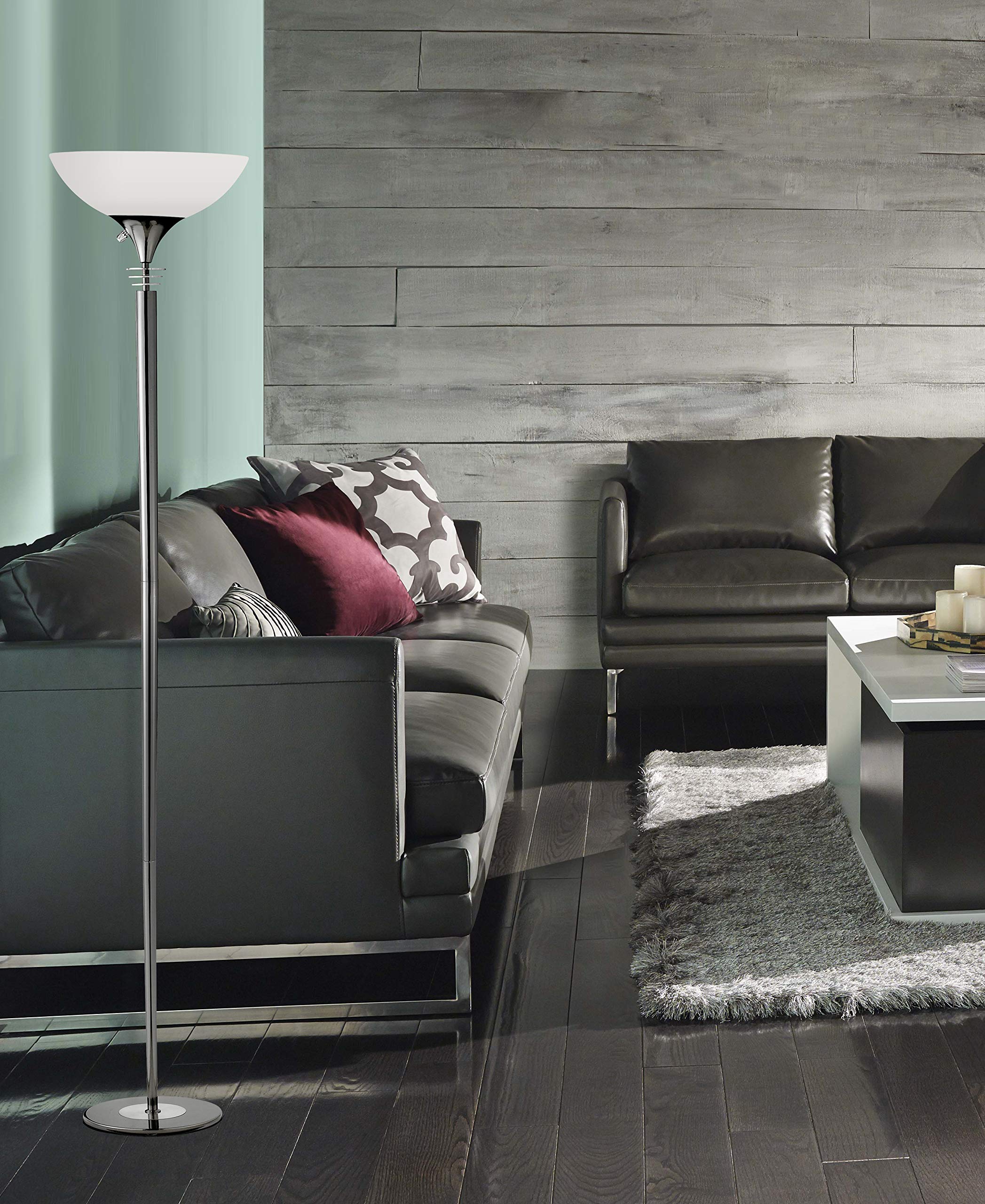 Adesso 5120-22 Metropolis 300W Torchiere, Floor Lamp, Chrome Finish