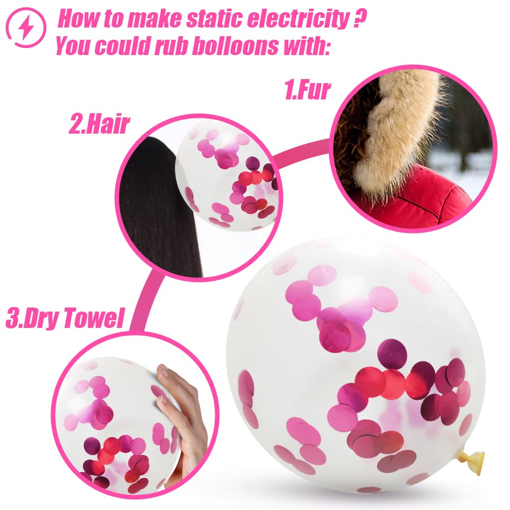 Pink and White Balloons, 70pcs White Pink Balloons Hot Pink for Birthday Wedding Party Decorations…