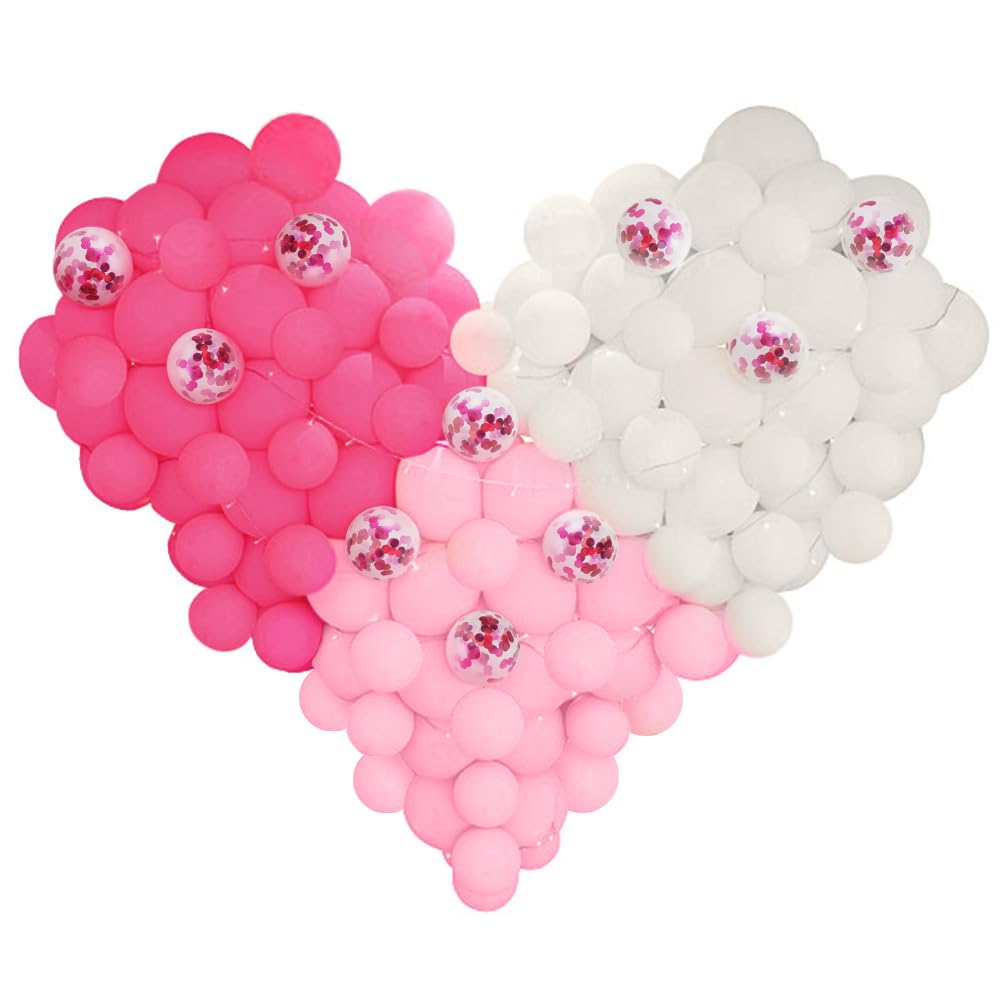 Pink and White Balloons, 70pcs White Pink Balloons Hot Pink for Birthday Wedding Party Decorations…