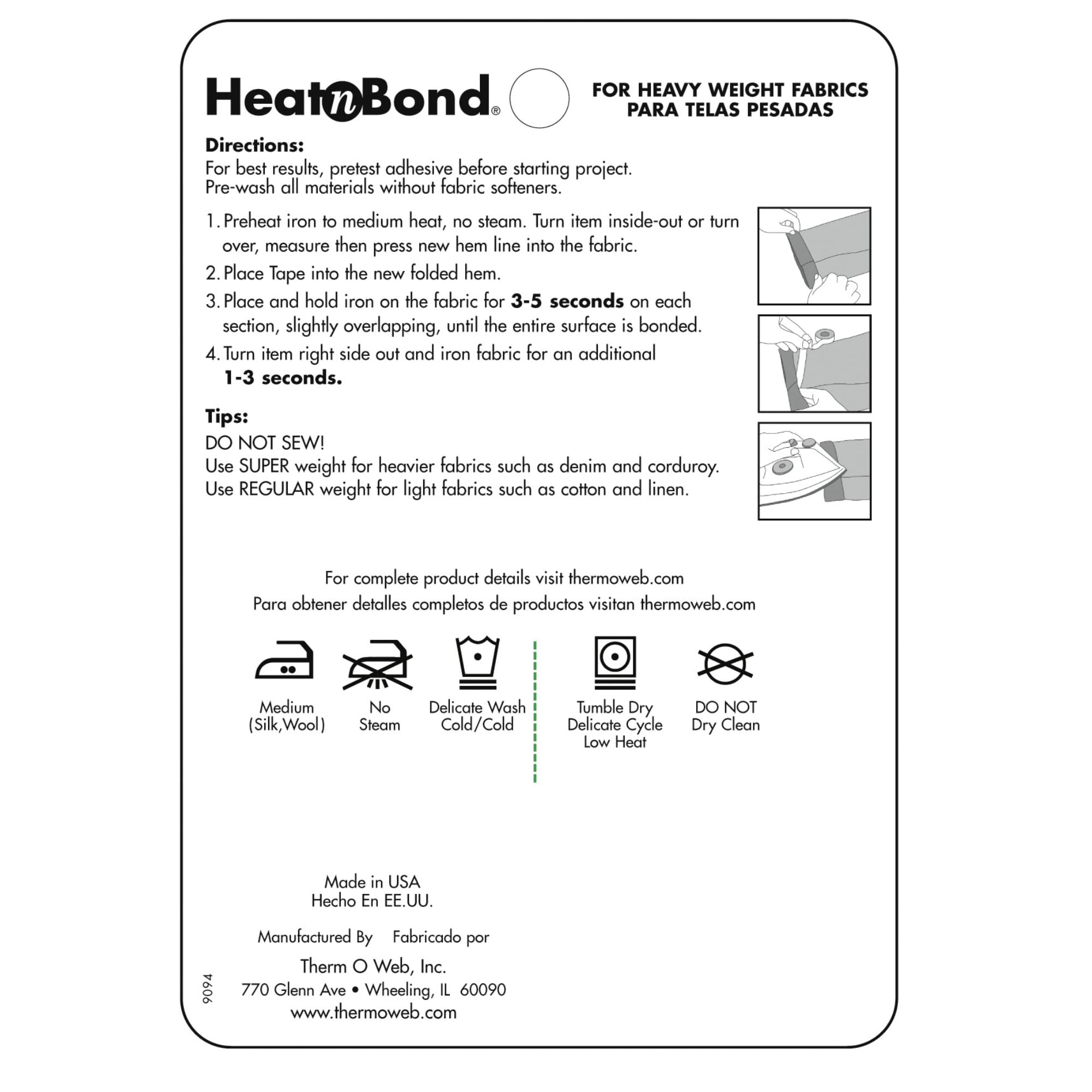 HeatnBond Hem Iron-On Adhesive, Super Weight, 3/4 Inch x 8 Yards, White