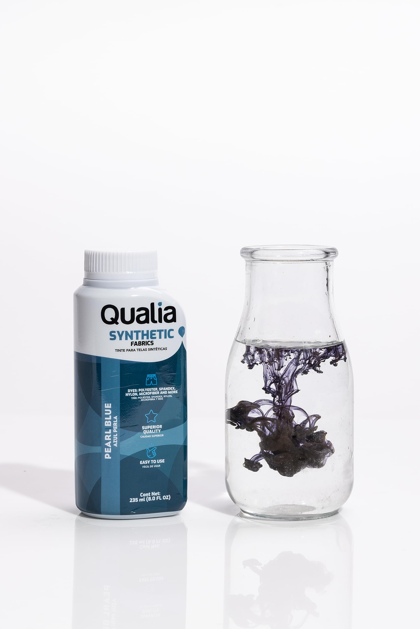 Qualia Synthetic Fabric Dye, Easy to Use, Perfect for Synthetic Fabrics: Polyester, Spandex, Nylon, and More, Ultra-Concentrated Colors for Vibrant Results, Pearl Blue, 1 Pack